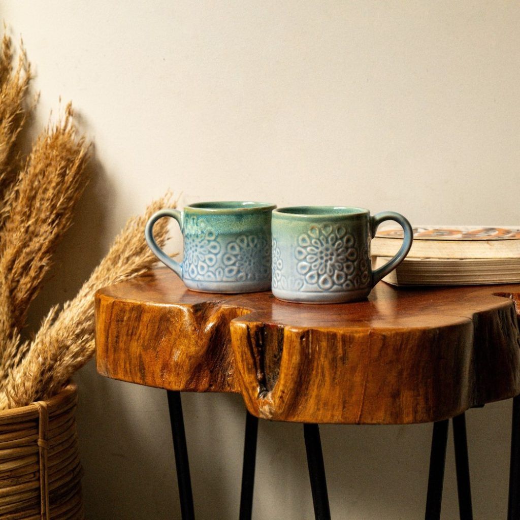 Bermuda Blue Ceramic Coffee Mug | Set of 2 | Glimpse Homes